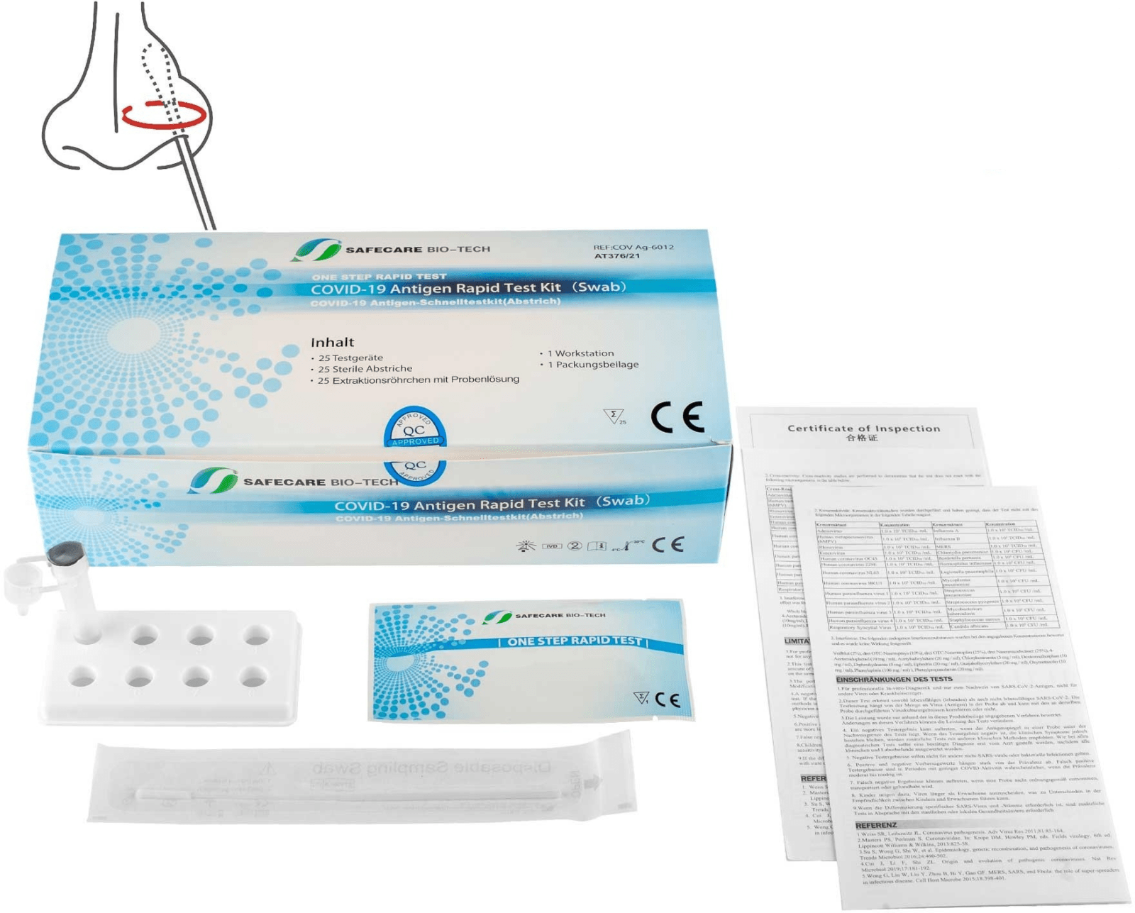 Flowflex Safe-Care SARS-CoV-2 Ag Schnelltest Nasophar, 25 Stk: Hohe ...